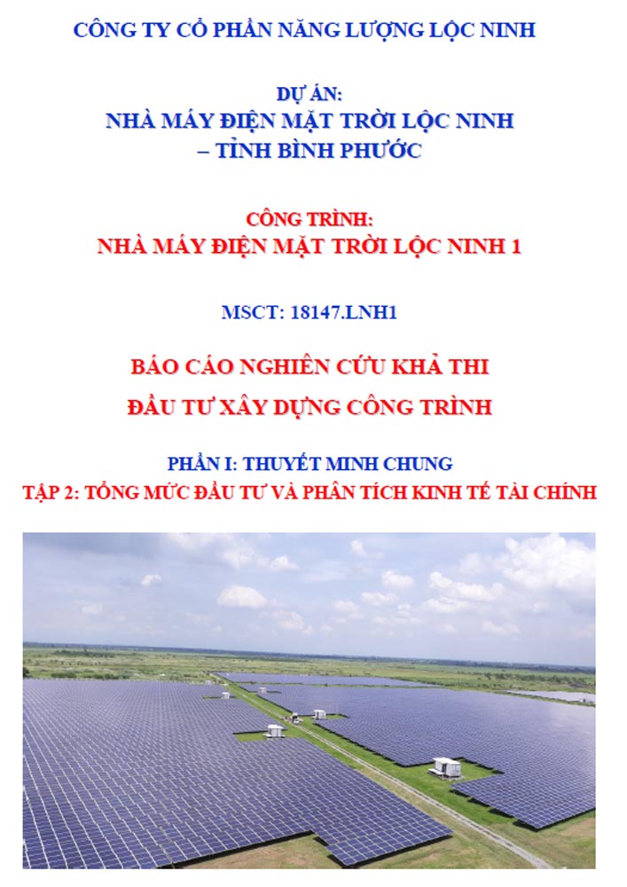 Báo cáo nghiên cứu khả thi nhà máy điện mặt trời Lộc Ninh